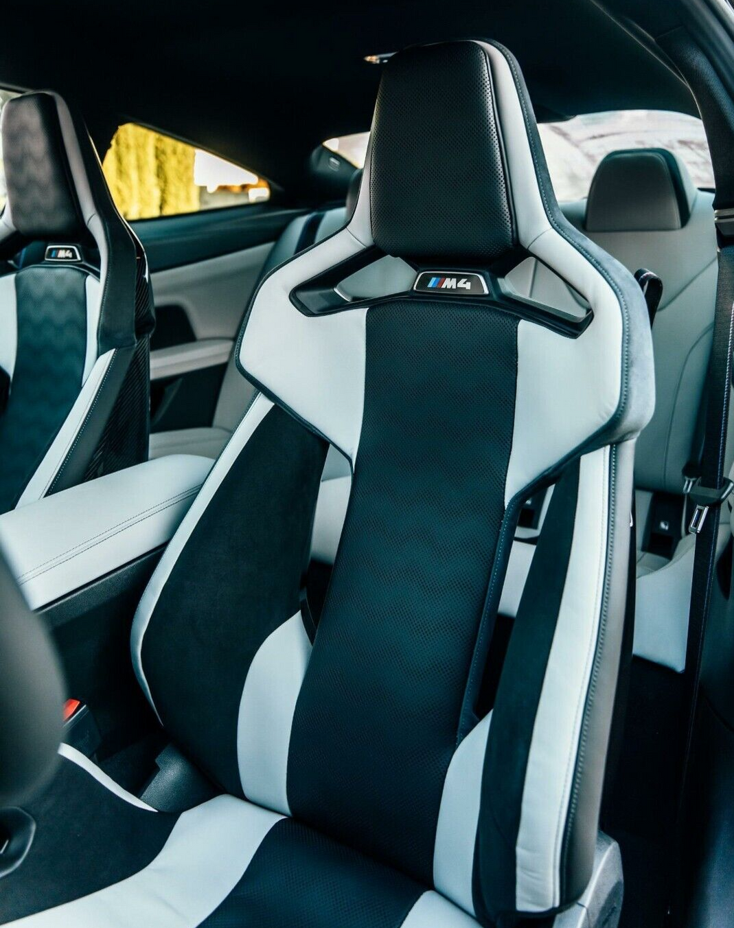 BMW OEM G80 M3 G82 G83 M4 Competition Carbon Front Seat Pair Orange Bl ...